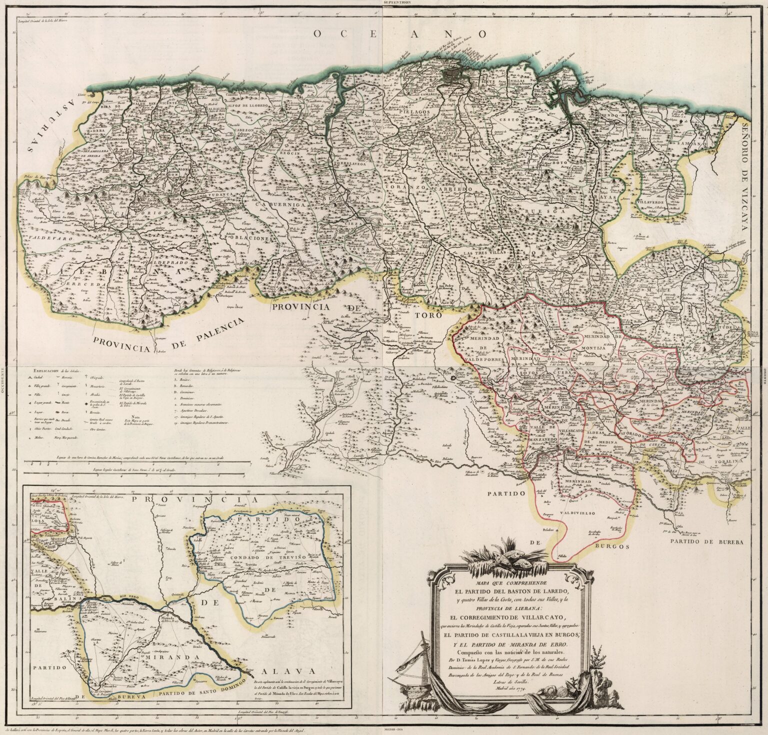 Staff of Laredo and Province of Liébana (1774) - Milhaud Maps