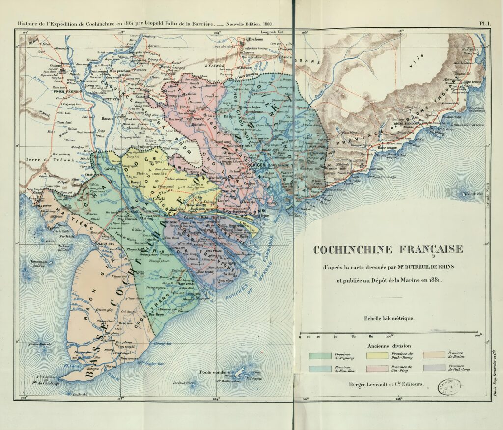 Mapa de la Cochinchina francesa (1881) - Mapas Milhaud