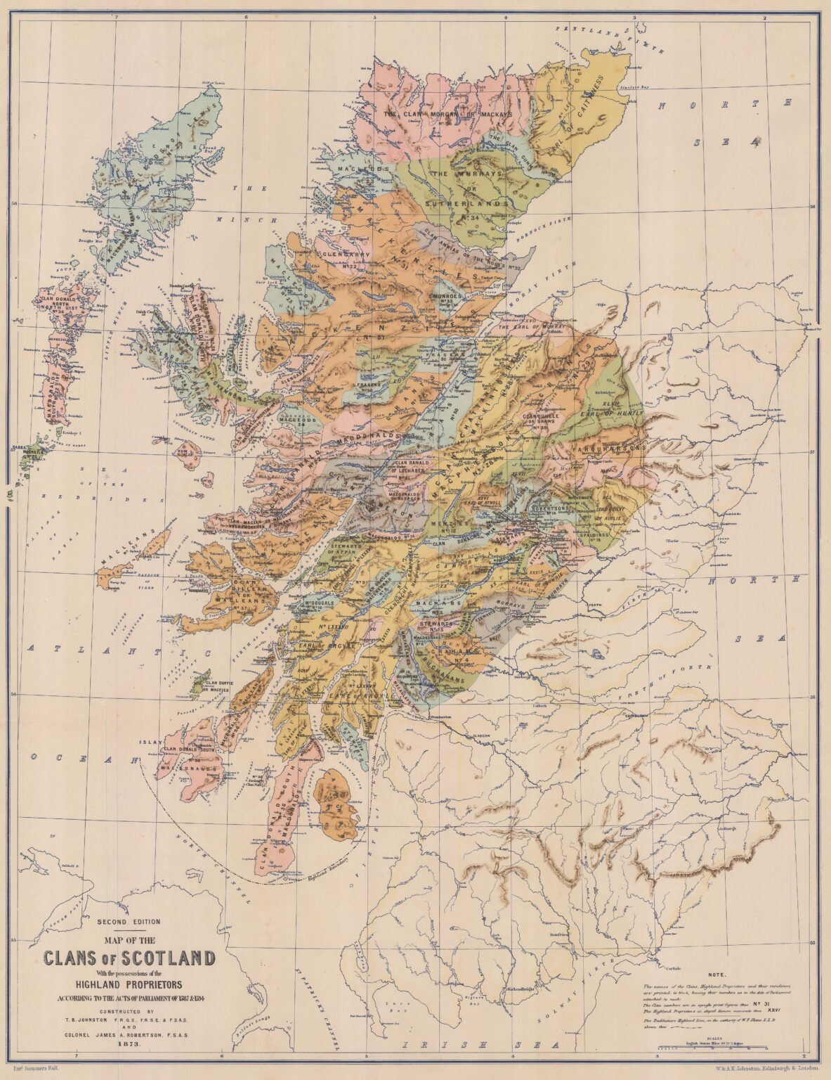Map of Scottish clans (1873) - Milhaud Maps